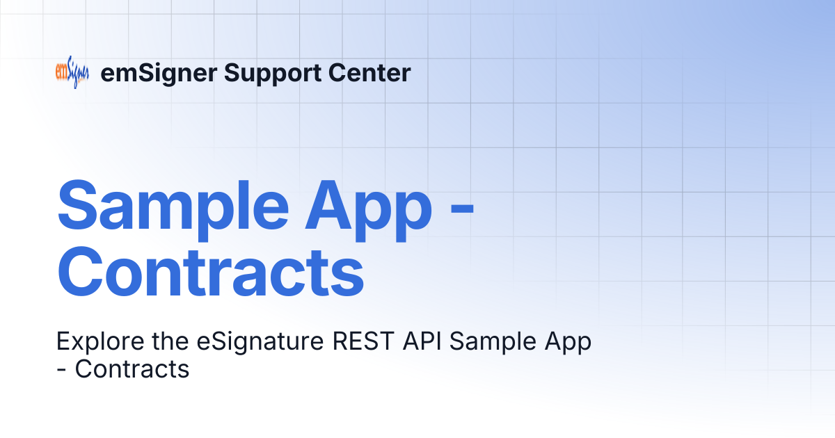 Sample App - Contracts | emSigner Support Center